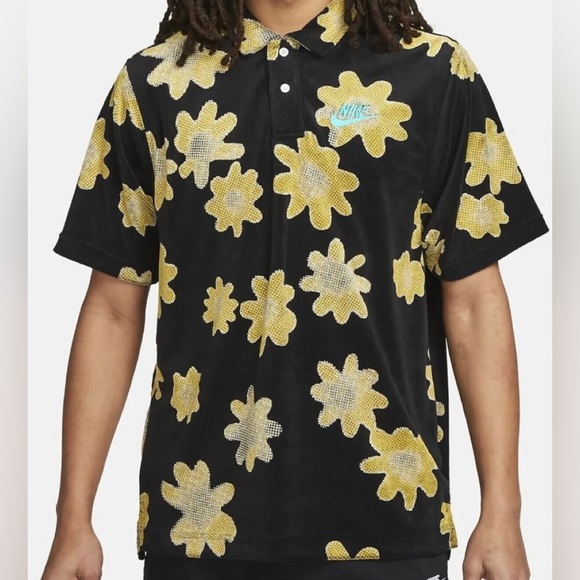 Nike | Shirts | Mens Nike Sportswear Black Allover Flower Polo Shirts ...